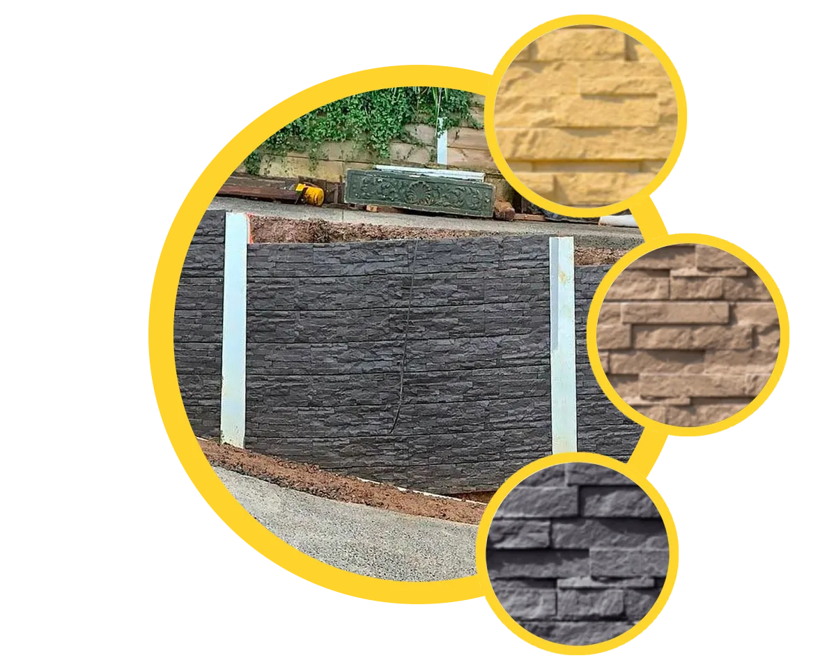 Stacked Stone Rockface Concrete Sleepers | Sunset Sleepers